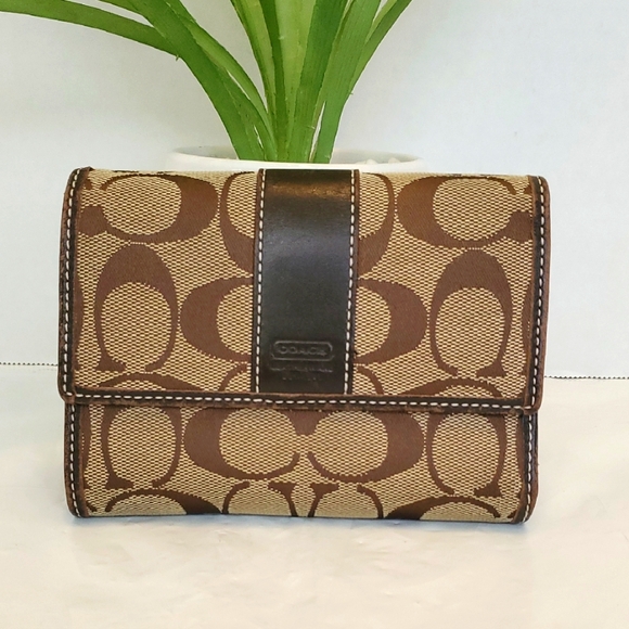 Coach | Bags | Coach Signature Brown And Tan Wallet | Poshmark